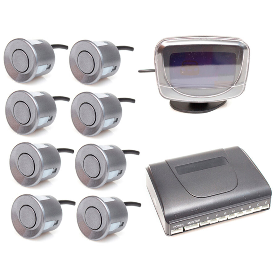 Парктроник с дисплеем 8 датчиков серый металлик ParkAWay E-8G-D