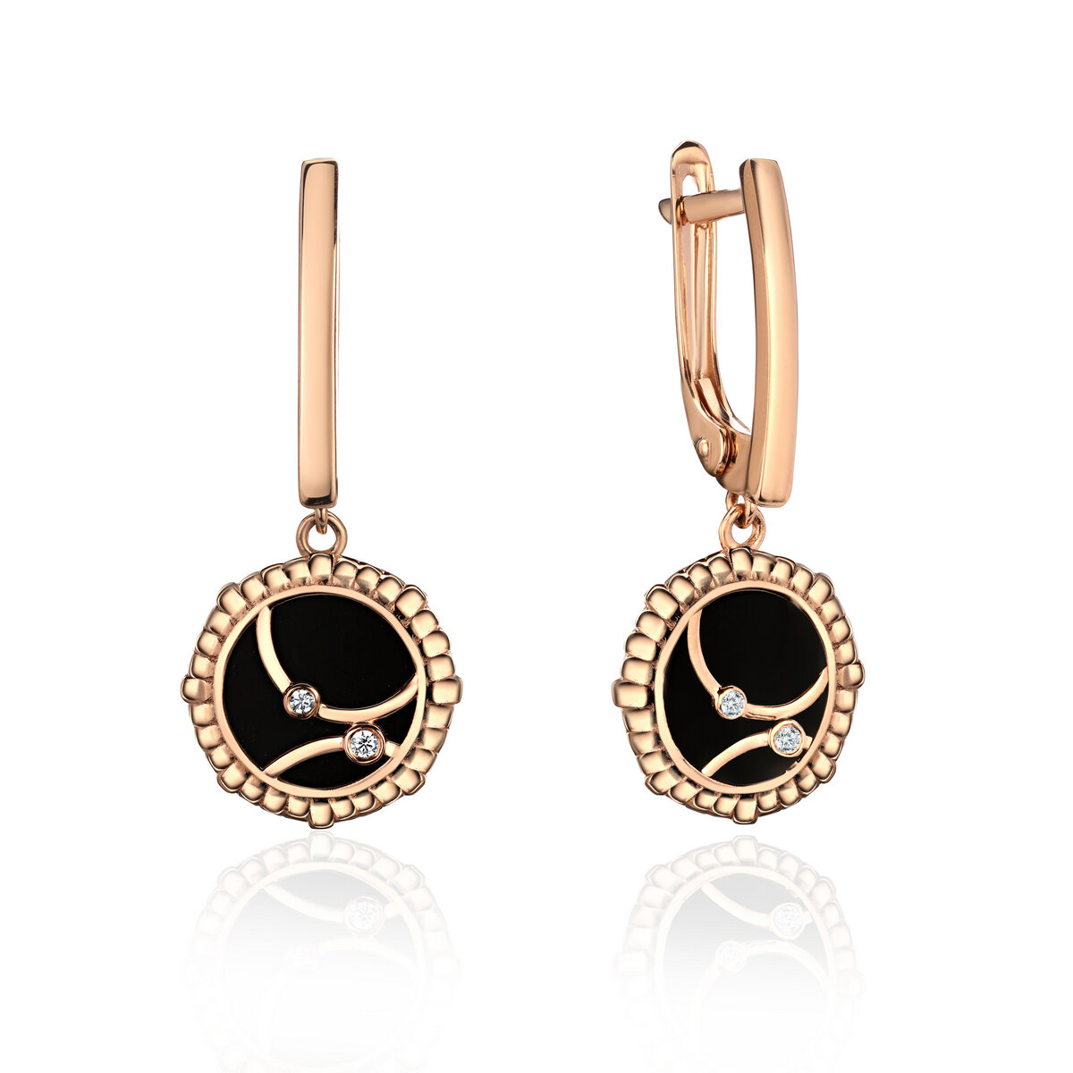 Серьги, красное золото, 585 проба, фианит