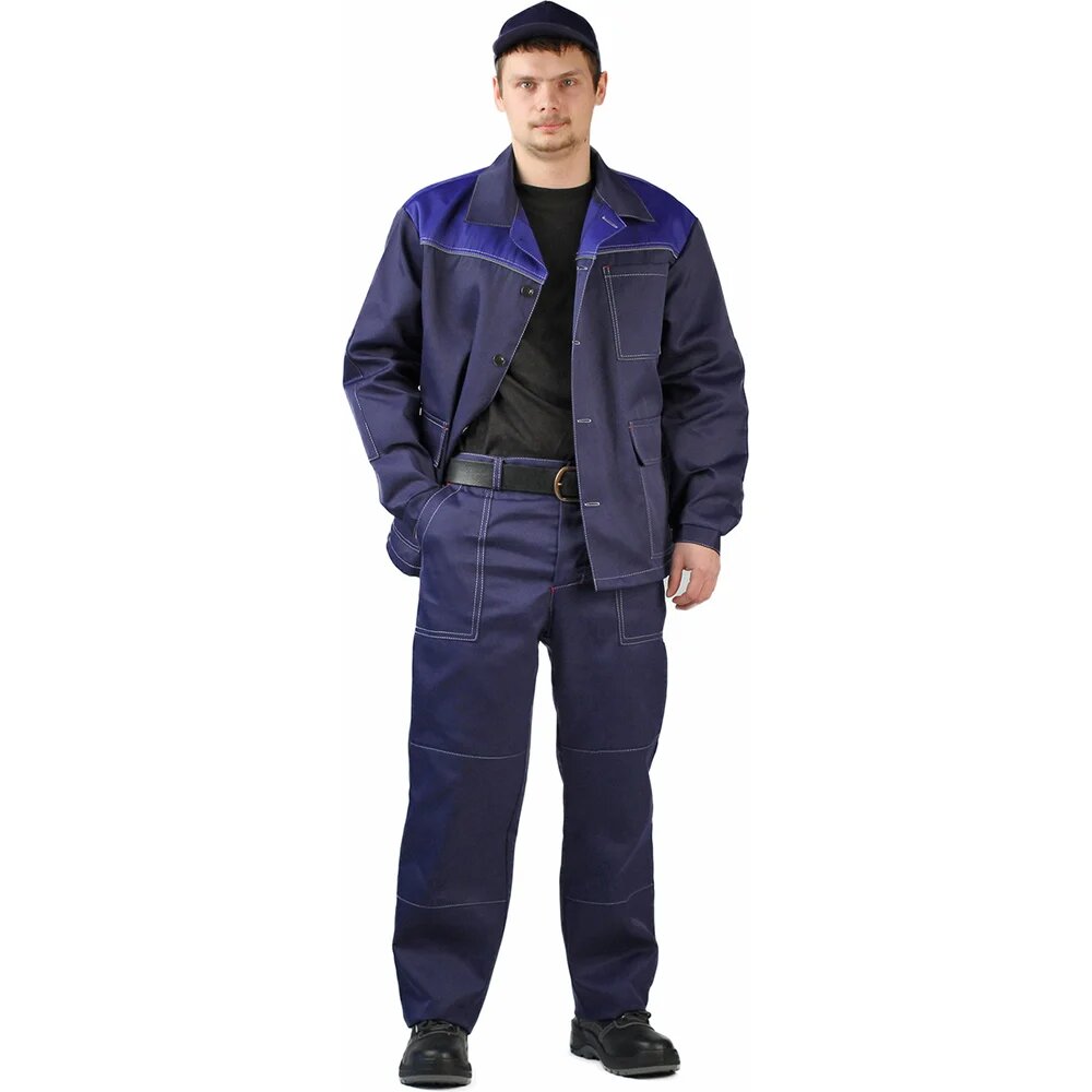 Летний мужской костюм URSUS Дамаск темно-синий с васильковым КОС316-002;