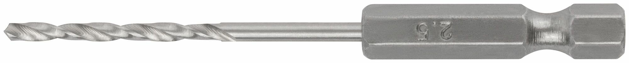 Сверло HSS по металлу, полированное, U-хвостовик под биту, инд. упаковка 2,5 мм