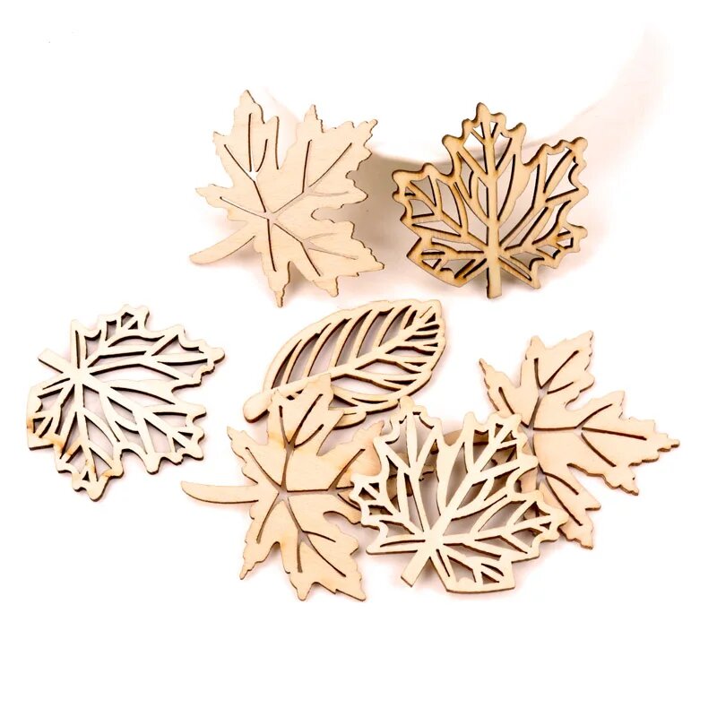 Деревянные листья для рукоделия 10 шт