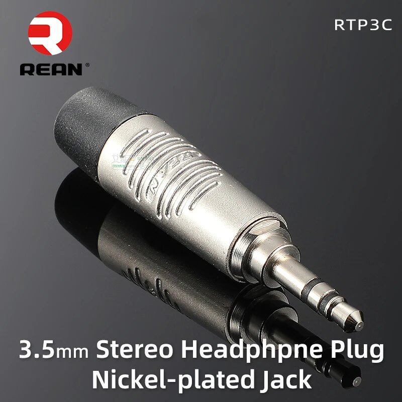 REAN 3.5 мм стерео разъем RTP3C, черный, Cable O.D 4mm