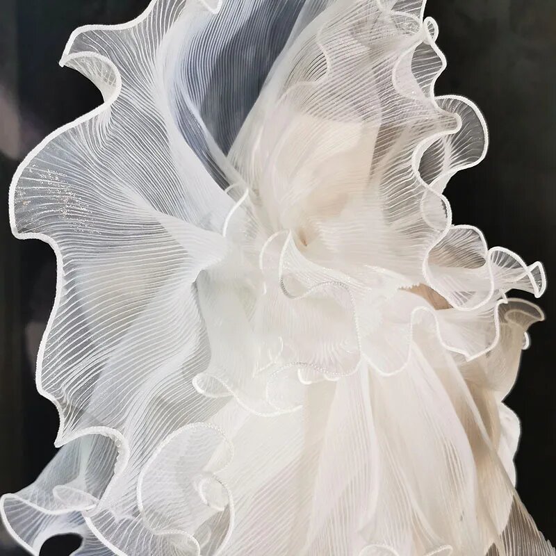 Шифоновая плиссированная органза для шитья 9см/15см/20см Белый, white 20cm