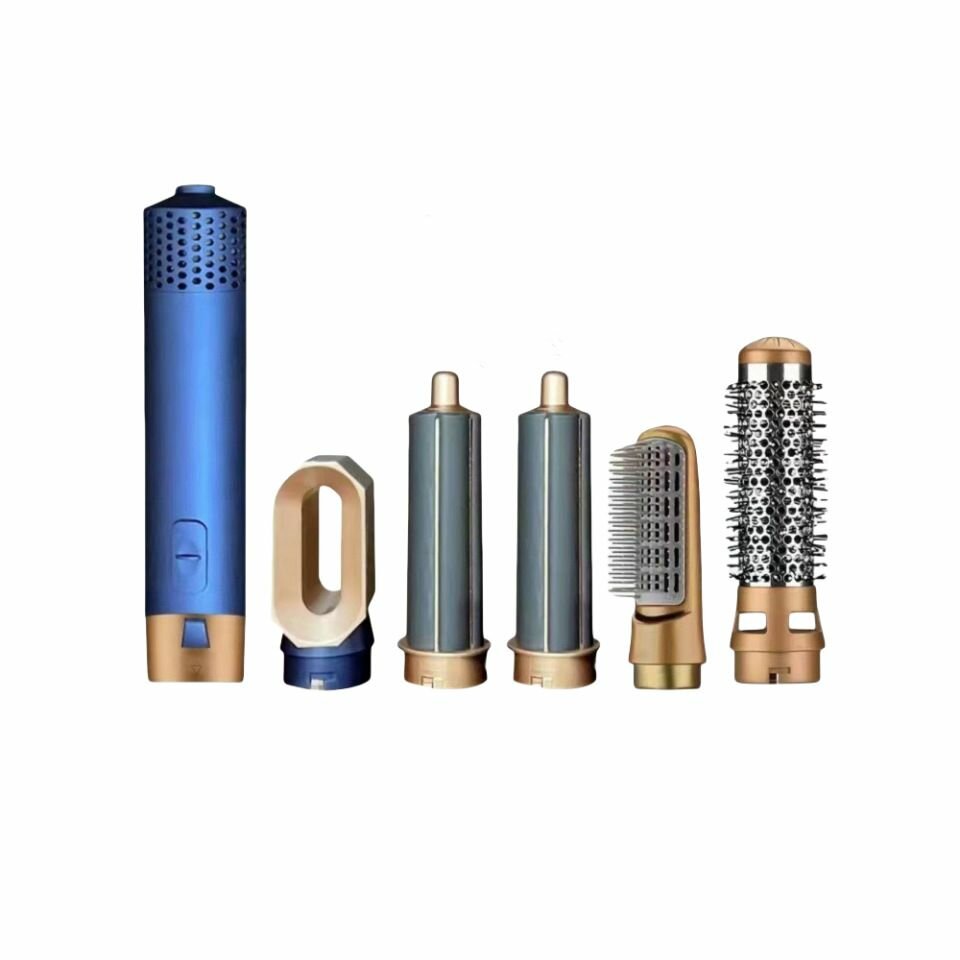 Фен, для волос, щетка, выпрямитель, с насадками 5 в 1 / Стайлер, для локонов / Мультистайлер с кейсом