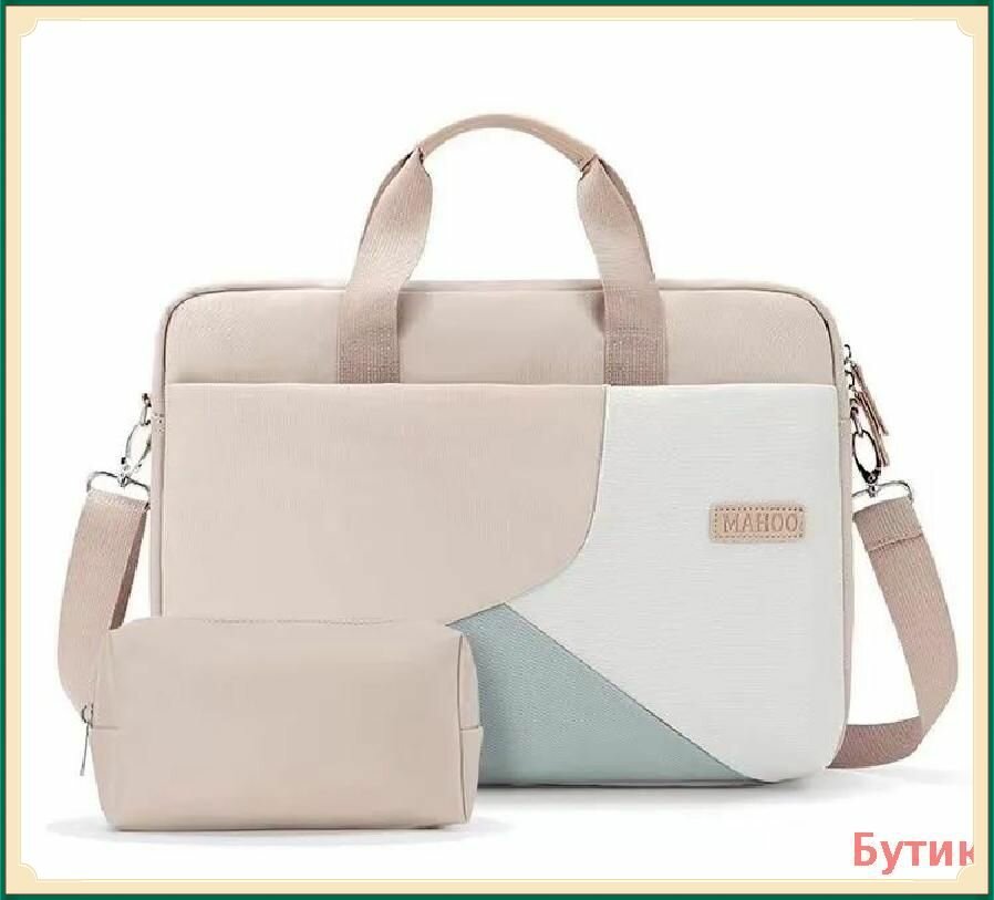 Сумка для ноутбука JDY direct, текстиль, принт "Слоны", 3 отделения, для 14" и 15,6"