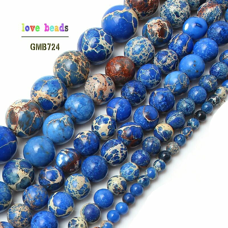 Бусины из синего яшмы GMB724 4-14 мм 8mm 48pcs beads