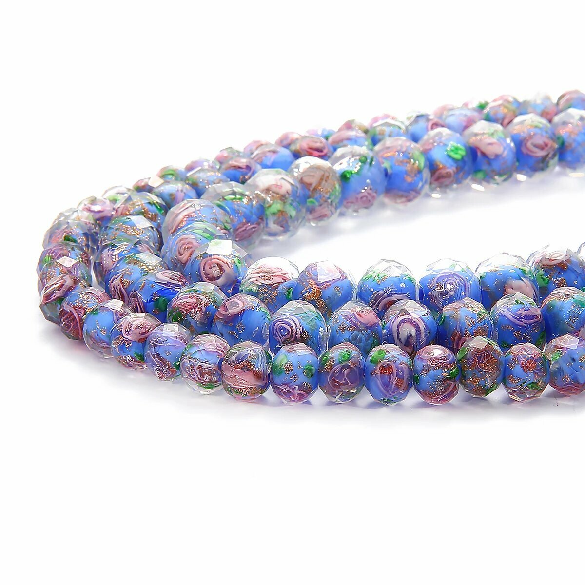 Celadon граненые бусины из муранского стекла 8-12 мм