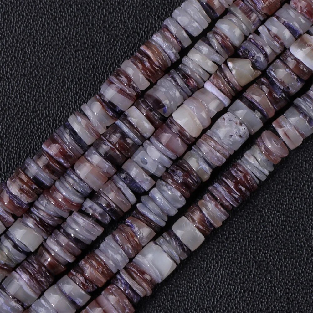 Бусины Heishi фиолетовые, 4.5-6 мм, 20 см