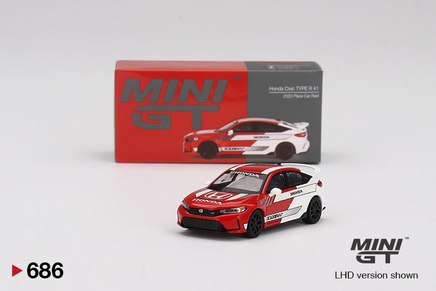 Коллекционная машинка MINI GT 1:64 Honda Civic Type R #1 2023 Pace Car Red LHD