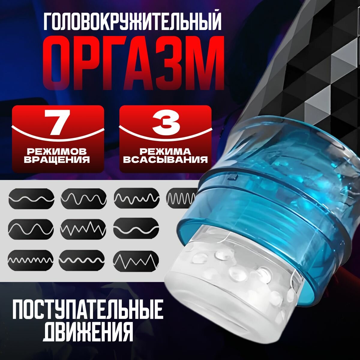 Автоматический мастурбатор мужской с телескопическими (поступательными) движениями и ротацией (вращением), имитатор вагины, премиум материалы