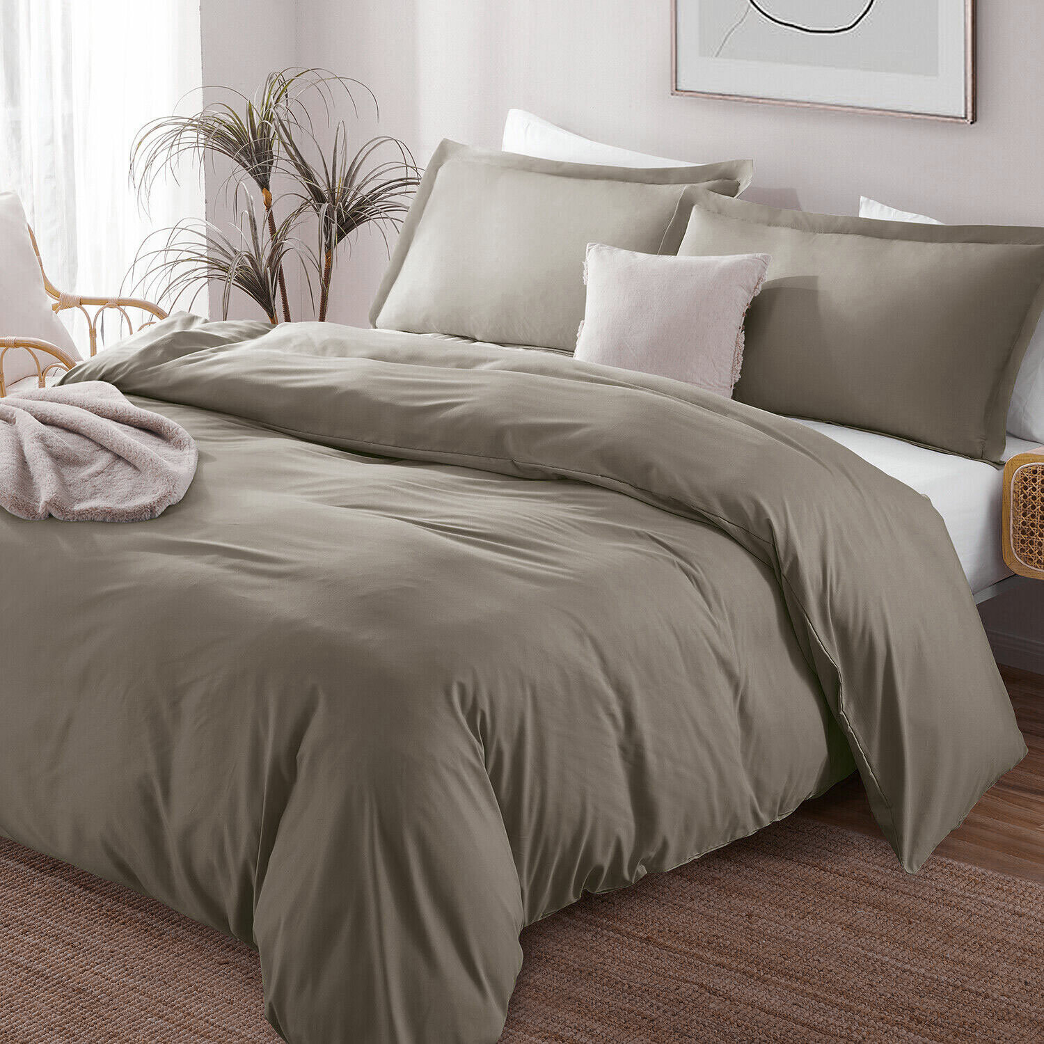 Наволочки с ушками из сатина-люкс RMS-022 пепельный Elin (пепельный), Комплект наволочек 70x70 (2шт) (с ушками)