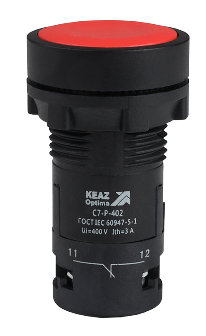 Кнопка управления КЭАЗ OptiSignal Compact D22 C7-P-402, красная 2НЗ XB7NA44, IP40, 362039 / кнопочный пост