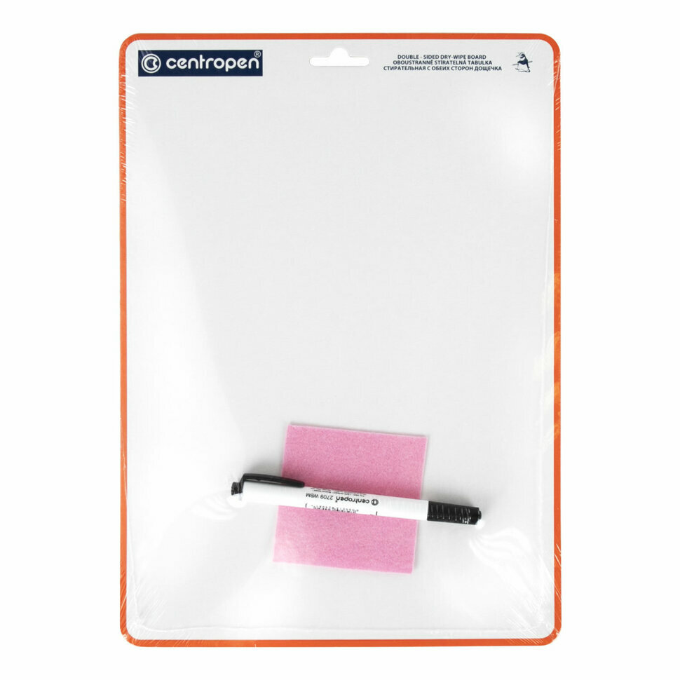 Доска двусторонняя маркерная А4 (240х337 мм), клетка, 1 маркер + салфетка, CENTROPEN, 7779, 5 7779 0185, 230490