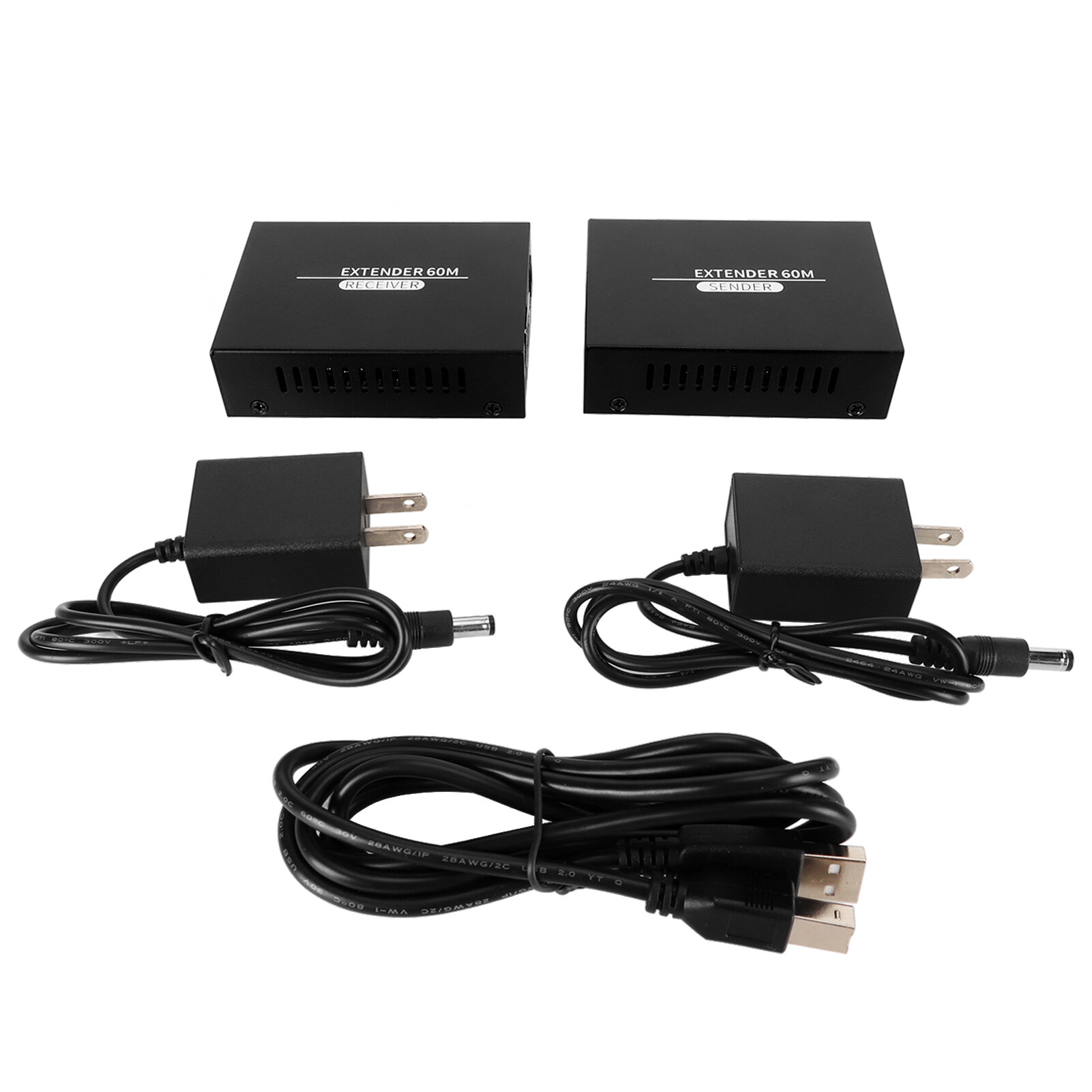 Мультимедийный HD-интерфейс KVM-удлинитель 197 футов 1920x1080P 60 Гц Дистанционное управление Функция POC HD KVM-удлинитель 100 240 В вилка стандарта США