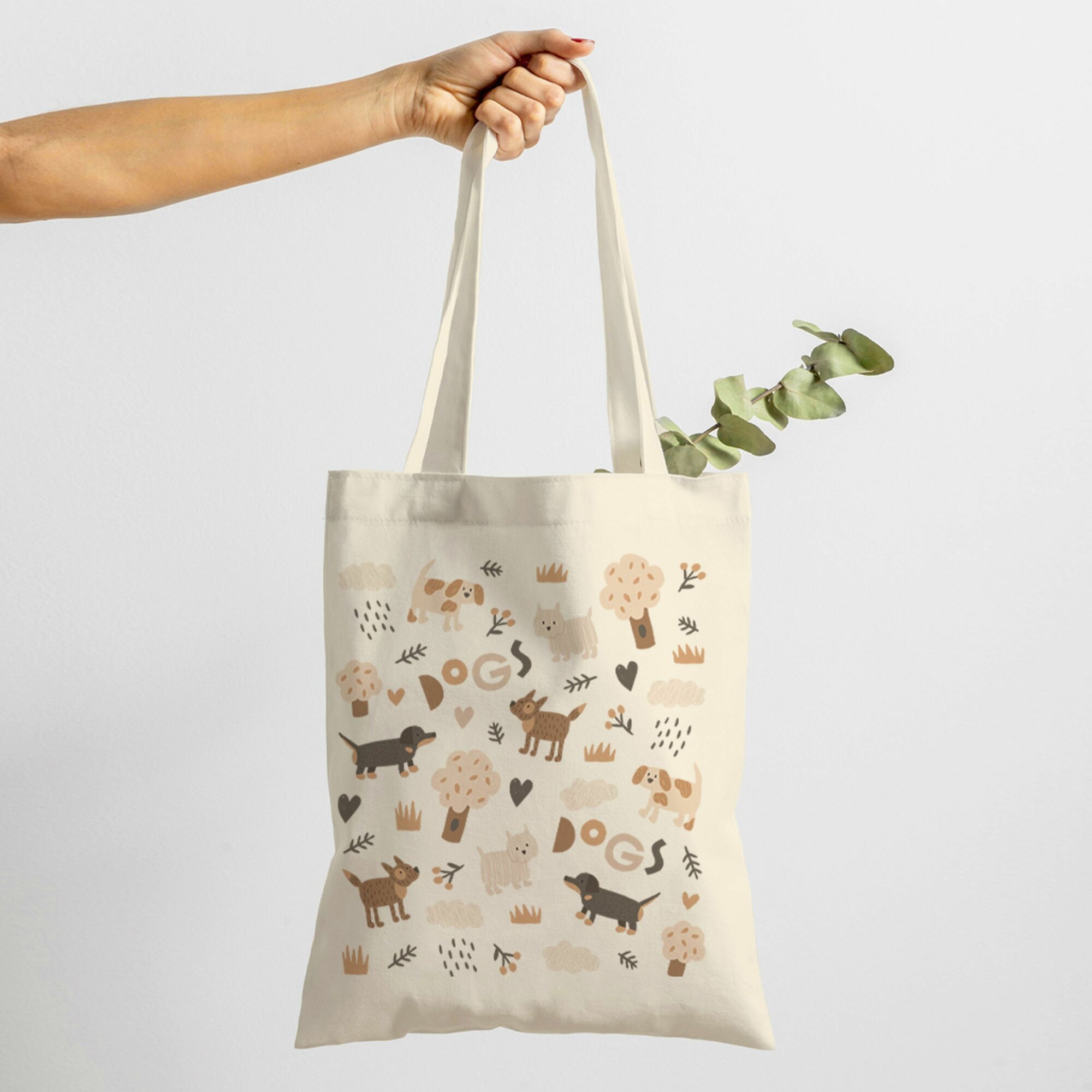 Сумка шоппер Etteggy шоппер с принтом "Собаки", шопер авоська холщовая с рисунком в подарок