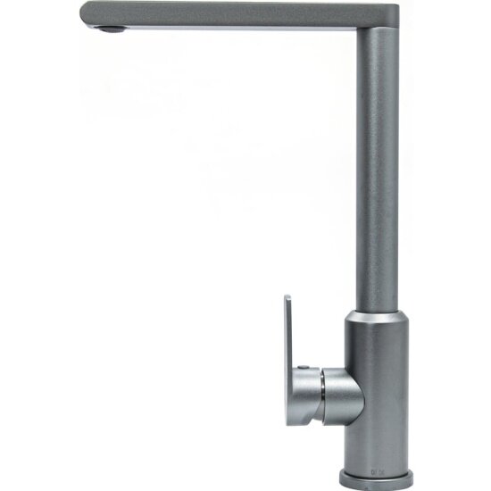 Смеситель для кухни Ремоколор авиационный алюминий, однорычажный, РК, гайка, керамический картридж 35 мм, серый 67-0-796