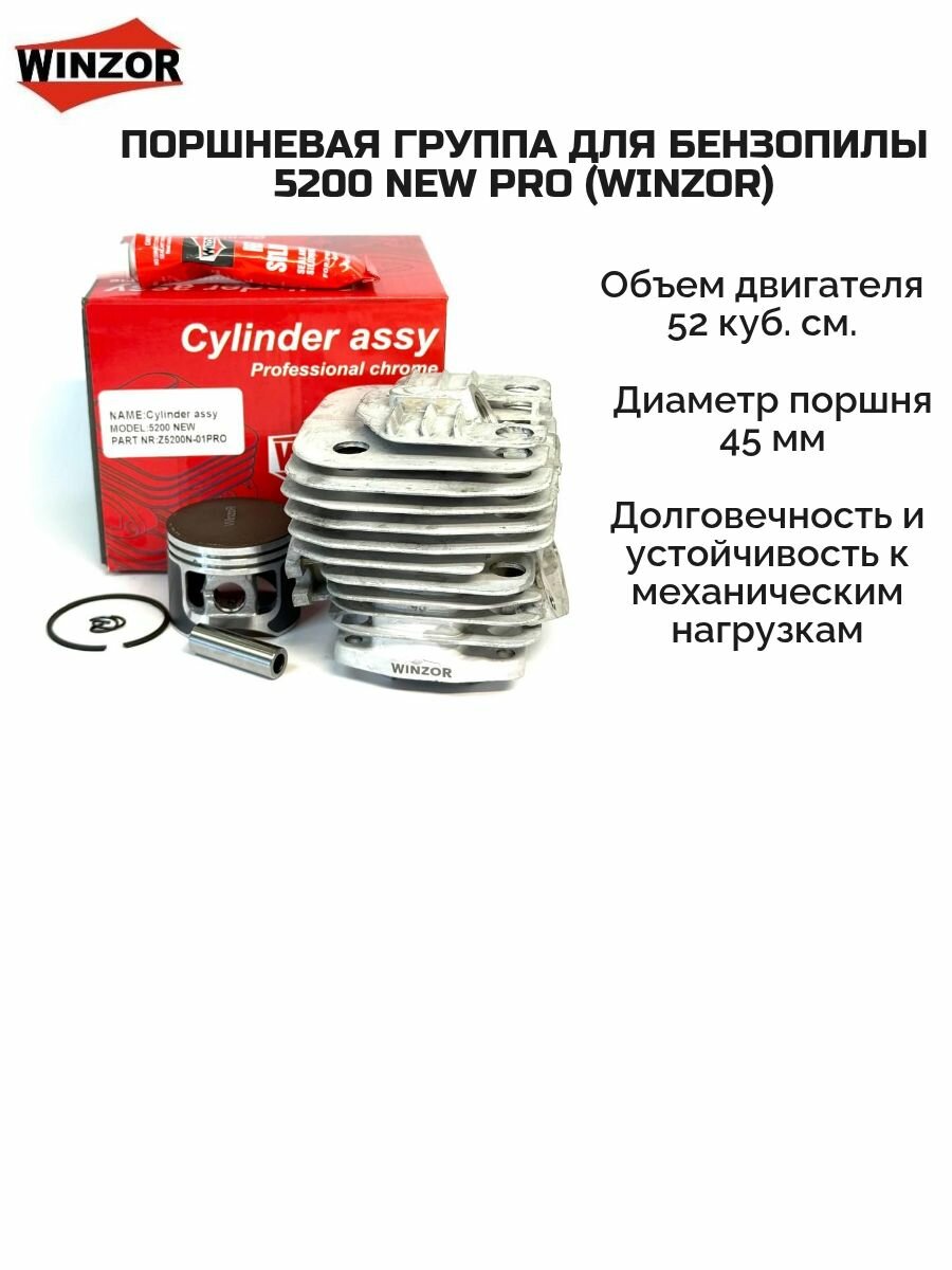 Поршневая группа для бензопилы 5200 NEW PRO (Winzor)
