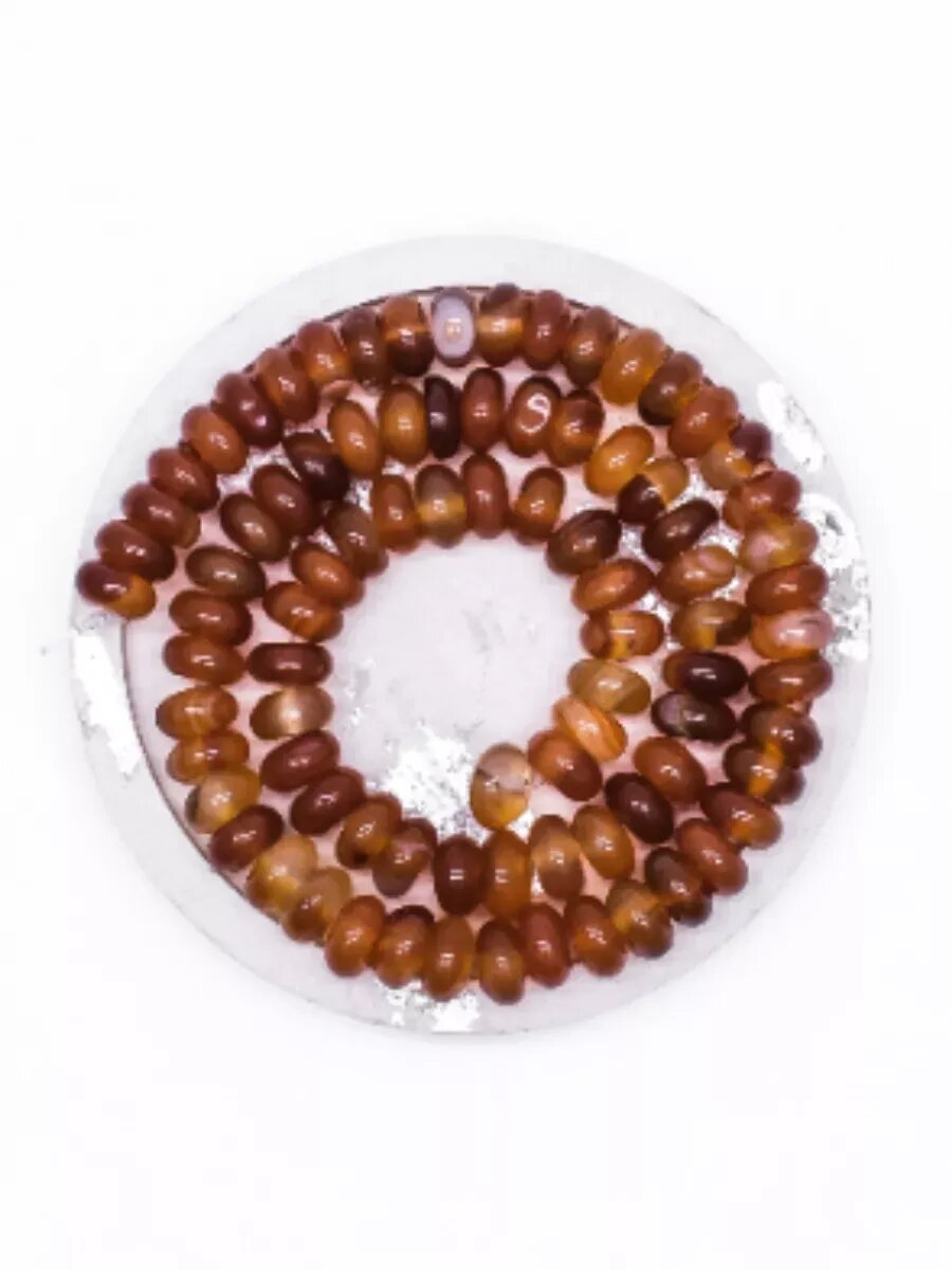 1212 Агат рондель оранжево-красный для браслетов 1 шт хит А+