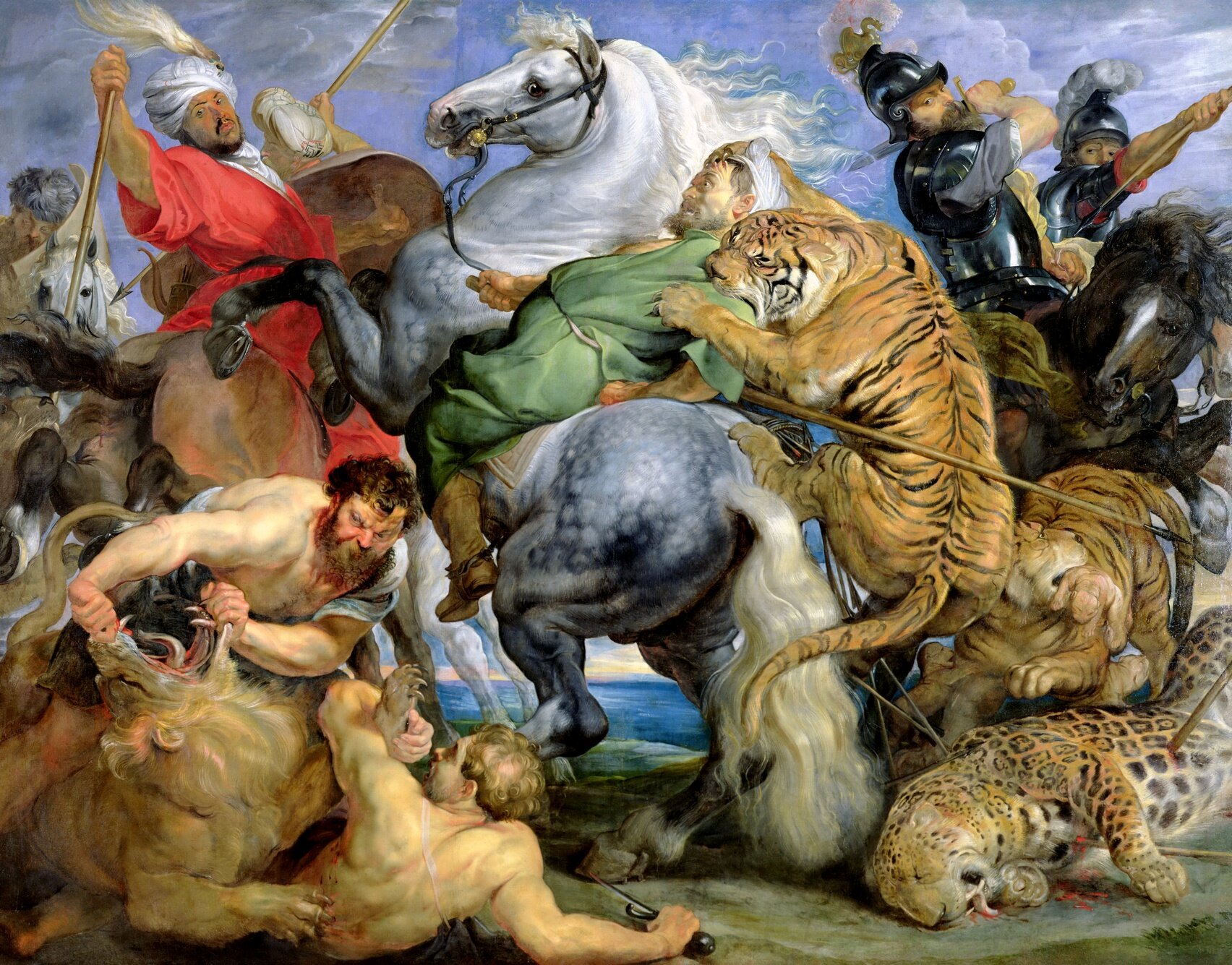 Картина Рубенса Питера Пауля Охота на тигров 60х47 см