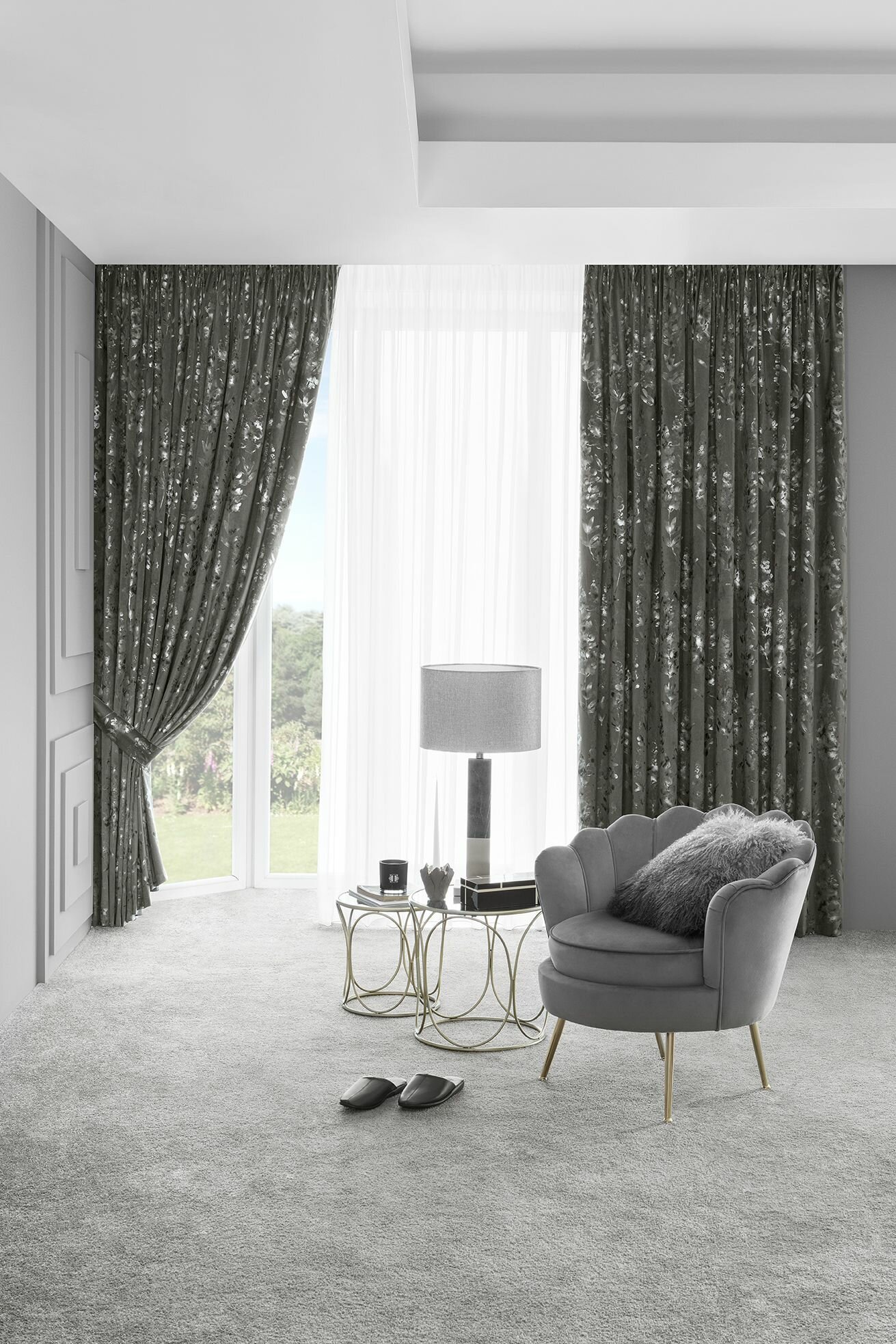 Togas Шторы для комнаты с подхватами "Плассе" бархат, 275 высота на 260 ширина - 2 шт, подхваты - 2 шт