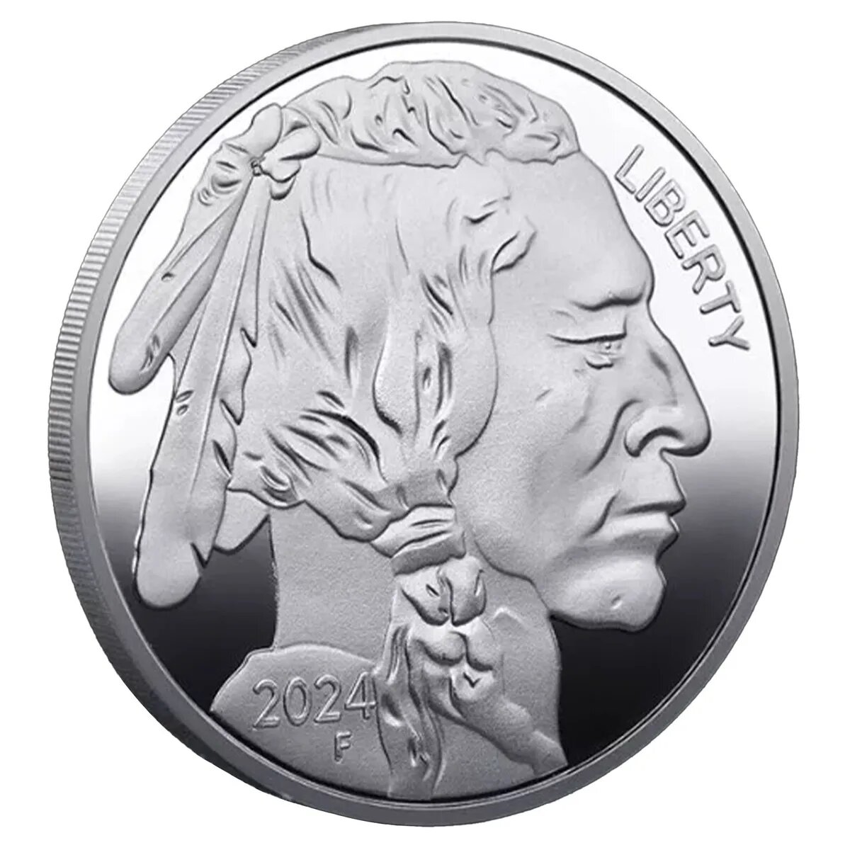 Серебряная монета бизона 2024 года, 1 унция .9999 Fine Bullion, размер: 2024