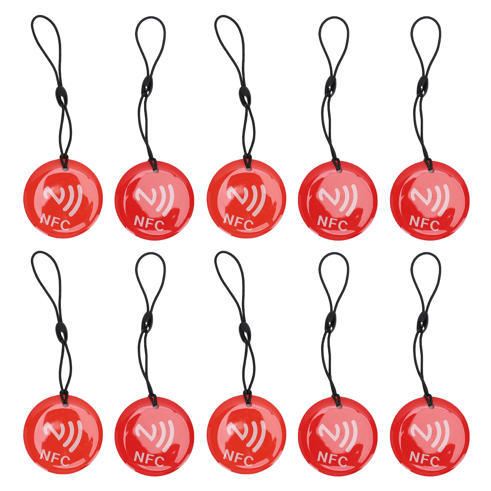 10 брелоков NFC для программируемых NFC-карт с чипом NTAG213, совместимых со всеми мобильными телефонами и устройствами с поддержкой NFC.