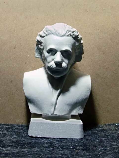 Бюст Эйнштейн в рубашке из камня. 60мм. Детализация BE263 Белый. Монолитный тяжёлый