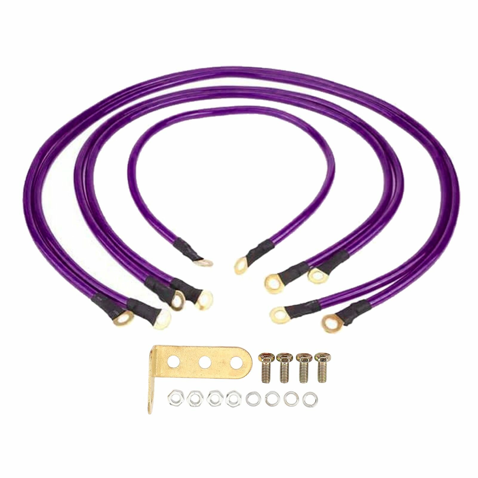 Комплект проводов заземления 5 шт, универсальный, 0-48V, для авто и лодок, фиолетовый