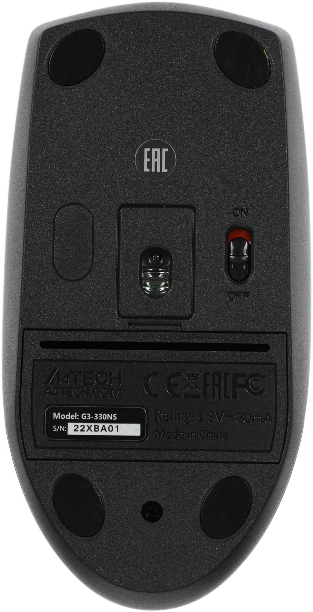 Мышь A4Tech G3-330NS черный оптическая 1200dpi silent беспров. USB 3but