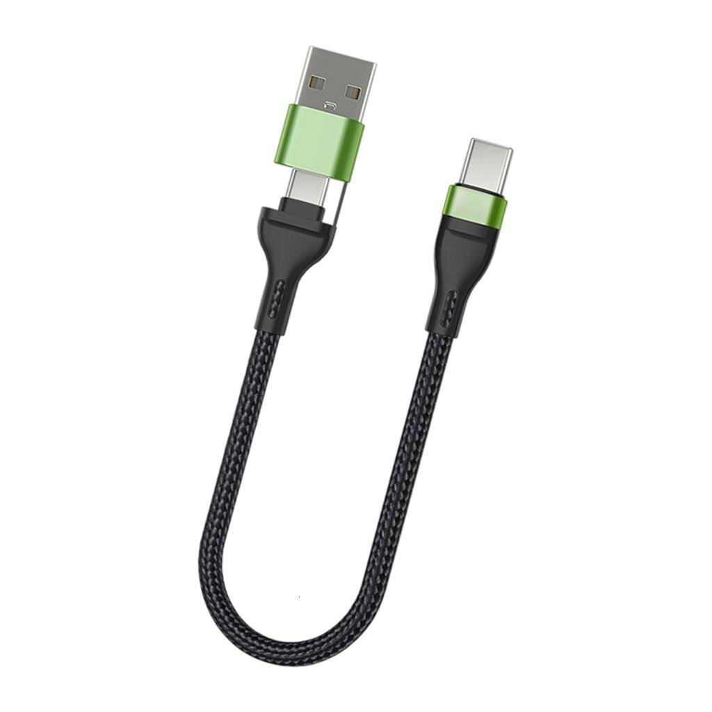 Кабель USB+USB C to Type C, 60 Вт, Зеленый