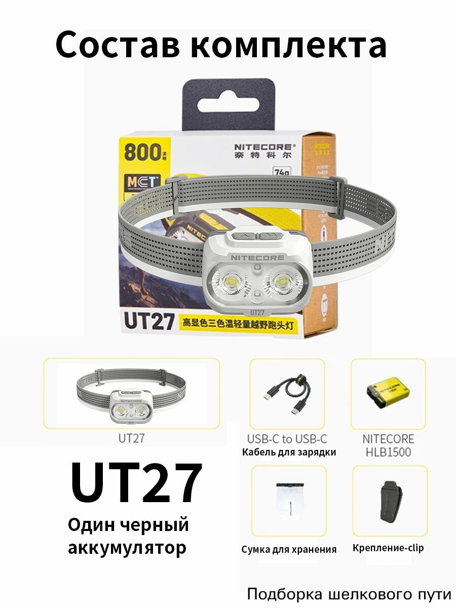 NITECORE UT27 фонарь на голове, белый цвет, 1 батарея