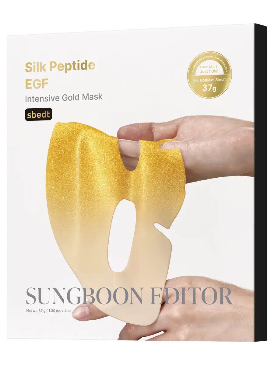Sungboon Editor Омолаживающая гидрогелевая маска с EGF, пептидами и золотом Silk Peptide EGF Intensive Gold Mask 37 гр х 4 шт