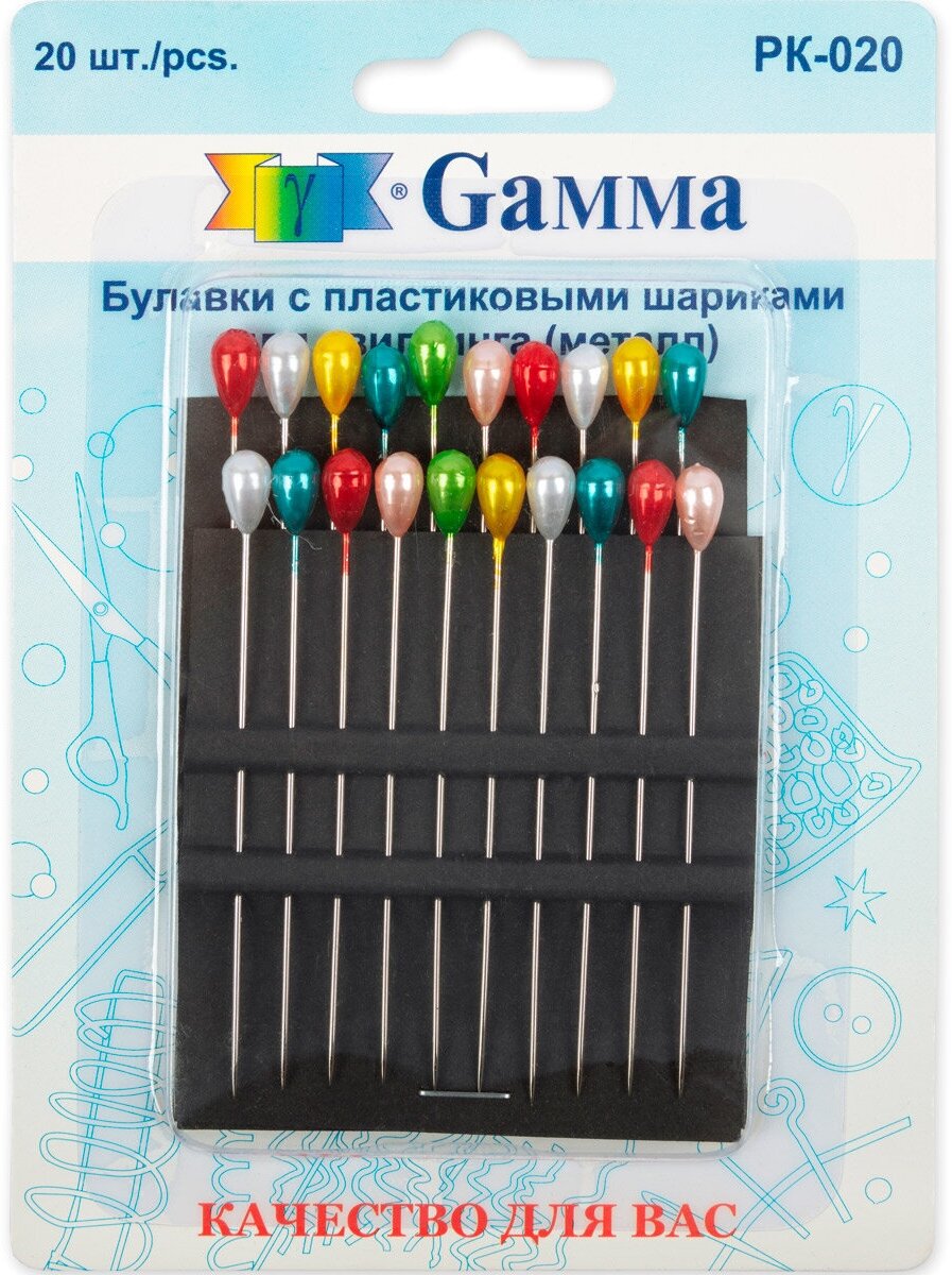 Gamma PK-020 Иглы для квилтинга стальные 60 мм, набор 20 шт, в блистер, острые