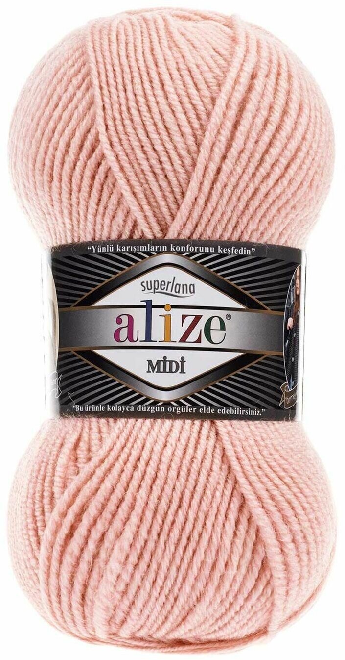 Пряжа ALIZE SUPERLANA MIDI, бл. роз - 523, 25% шерсть, 75% акрил, 5 мотков, 100 г, 170 м.