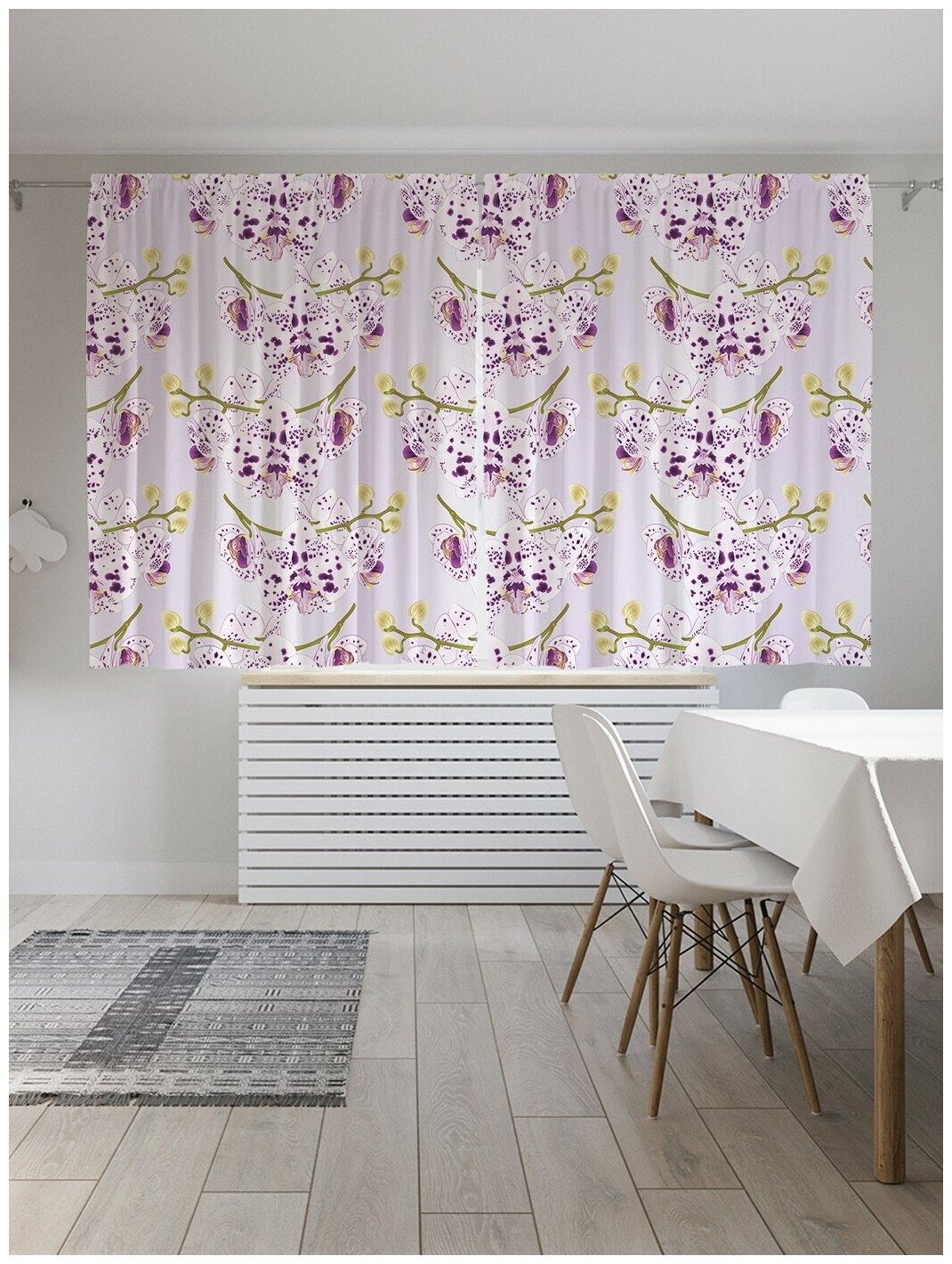 Фотошторы короткие "Пятнистые орхидеи", 2 полотна шириной по 145 см, высота 180 см, JoyArty