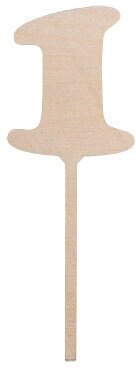 Mr. Carving Заготовка для декорирования цифра 1 из фанеры 5,3x15см украшение для торта