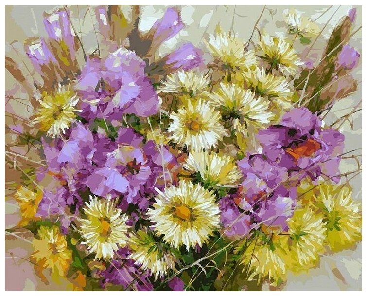 Раскраска по номерам Белоснежка #044-AB Букет с гладиолусами, 40 х 50 см