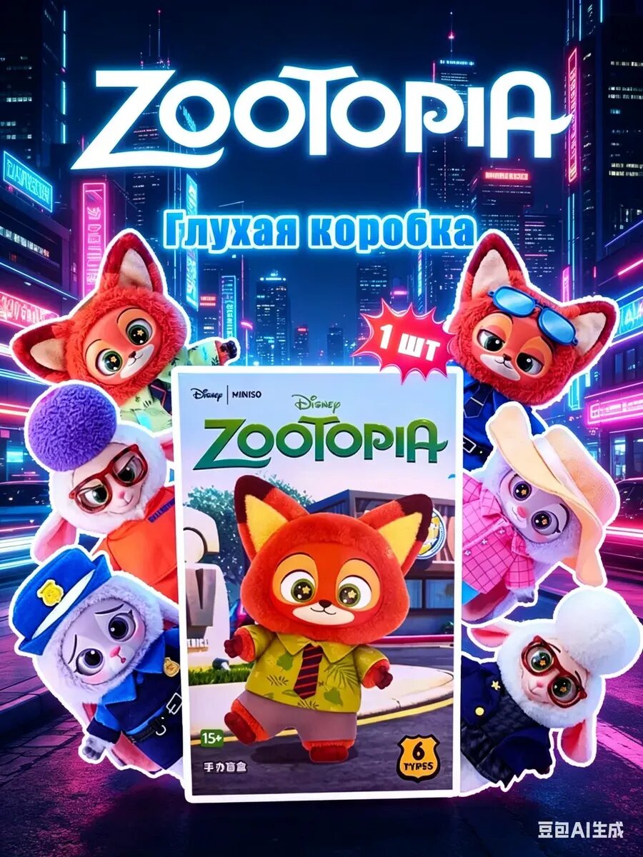 Мягкая игрушка лабубу Зверополис брелок сюрприз