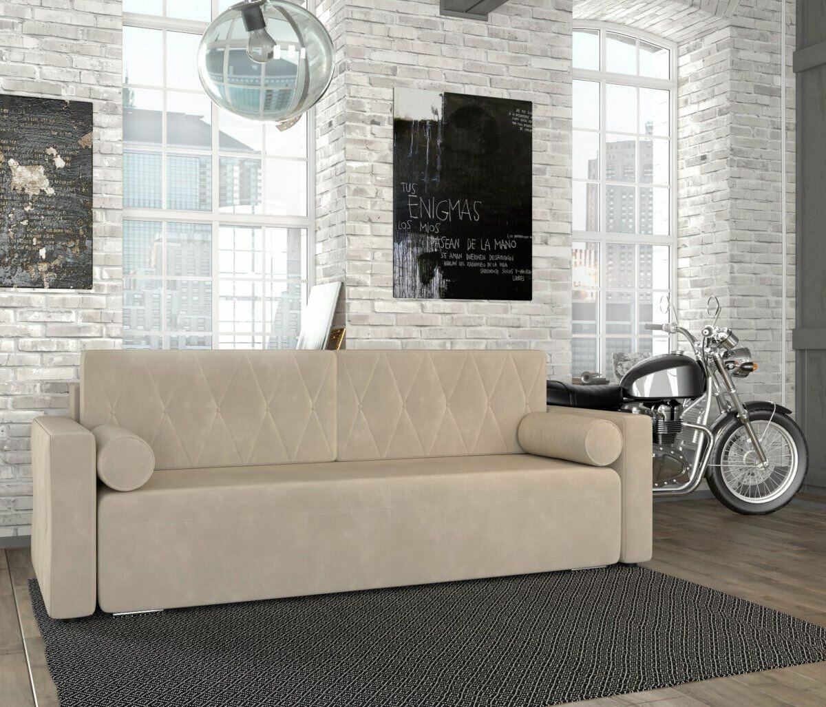 Диван-кровать прямой Милфорд кремовый