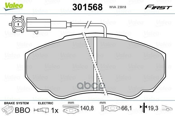К-т дисков. тормоз. колодок пер. CITROEN Jumper (01>06), FIAT Ducato (98>06) Valeo арт. 301568