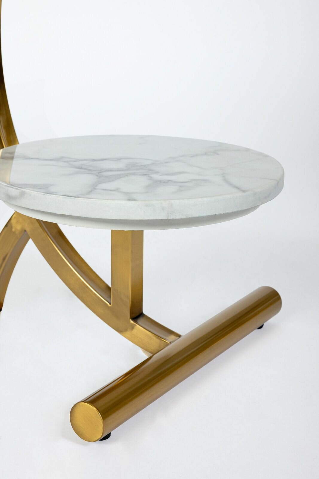 Приставной столик Double TableTop, Натуральный Мрамор, Белый, Золото — фото 1