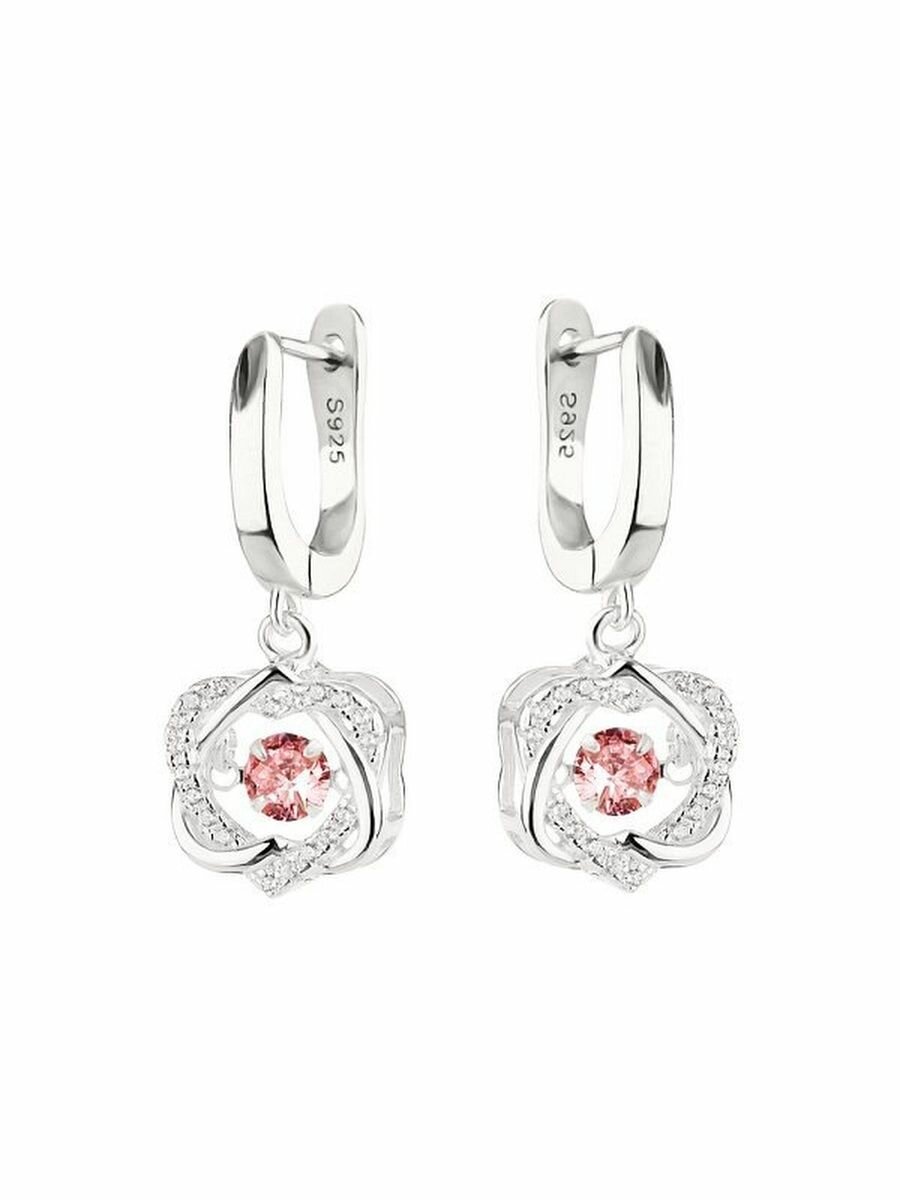 Серьги, серебро, 925 проба, родирование, фианит