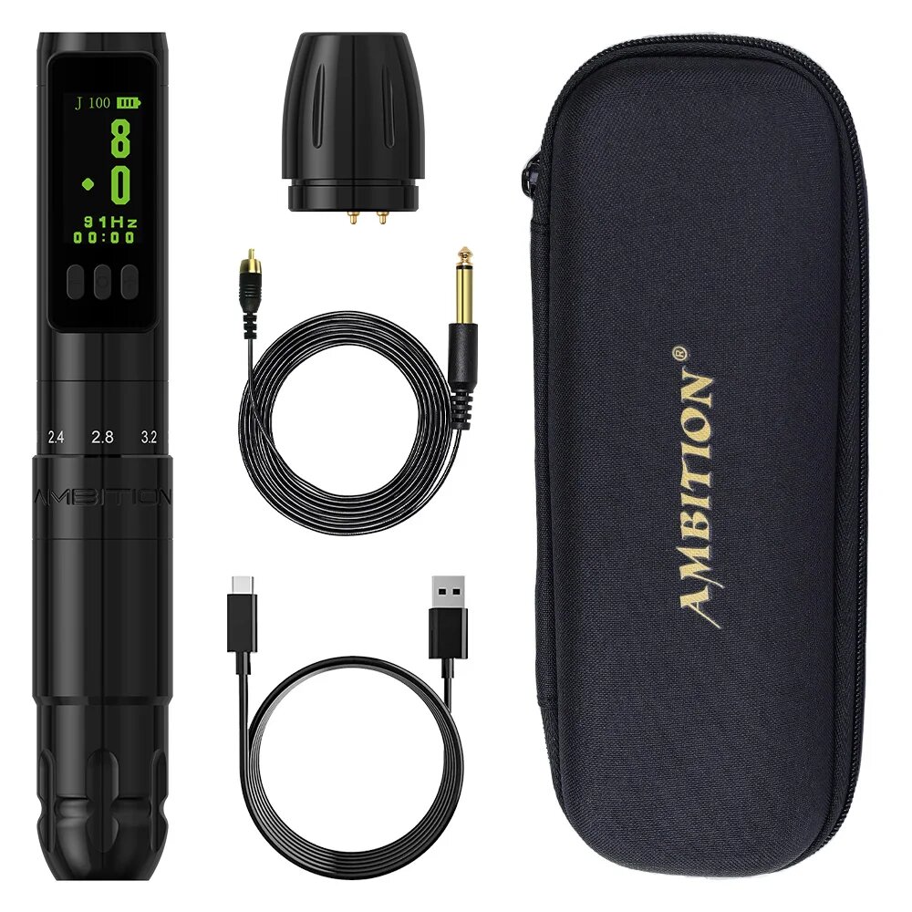 Тату-машинка Ambition Sally беспроводная 2.0-3.5 мм Black