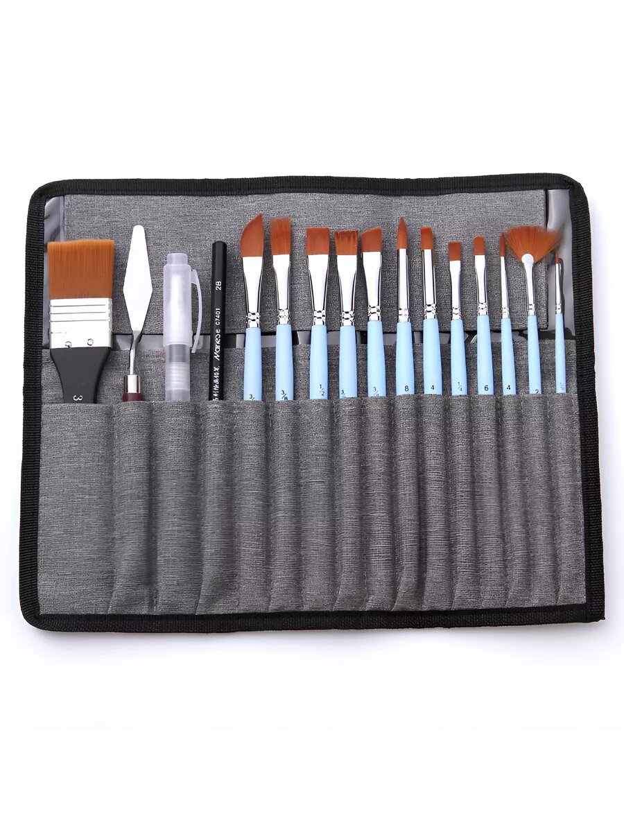 Кисти для рисования акварелью, гуашью, акрилом, набор 18шт