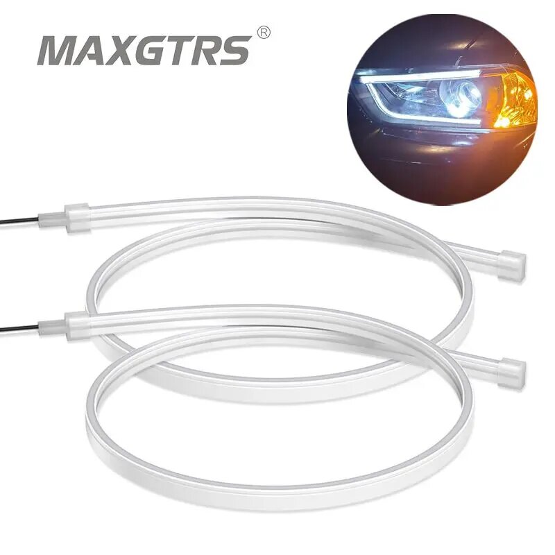2 шт, ультратонкая гибкая лента для дневных ходовых огней, 30, 45, 60 см 60CM, белый