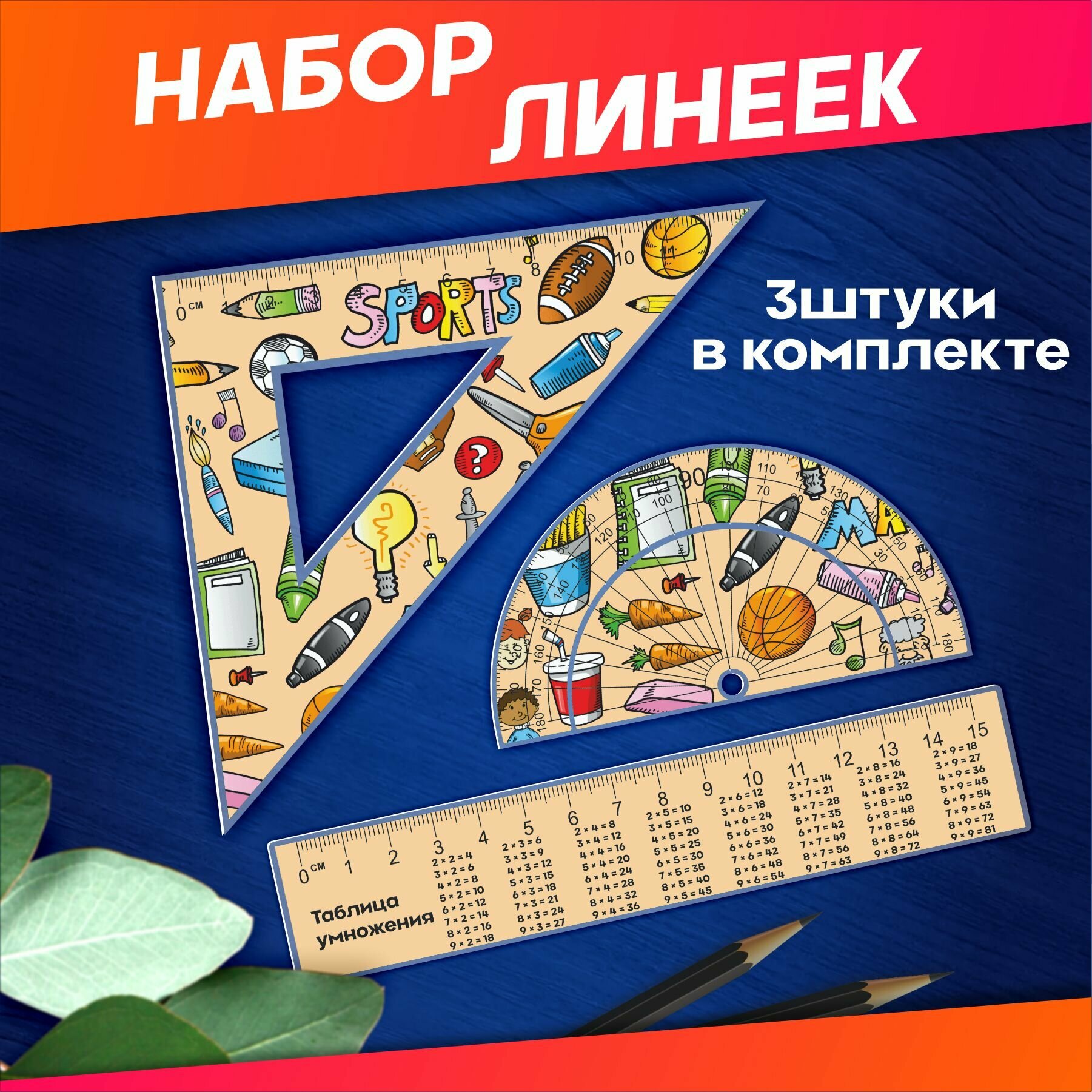 Канцелярия линейка Таблица умножения