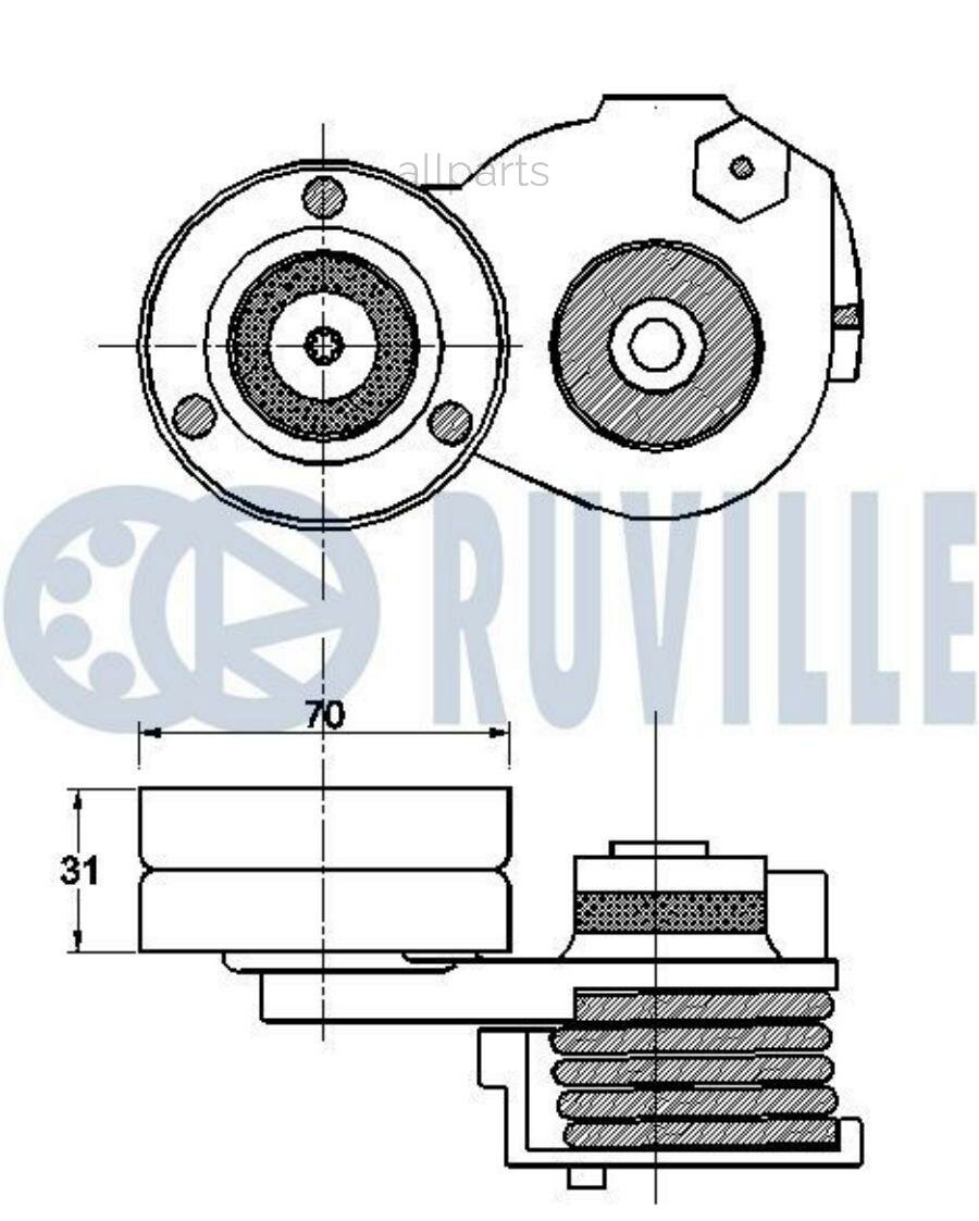 RUVILLE 542516 натяжитель ремня в сборе!\DAF CF85/XF95/XF105