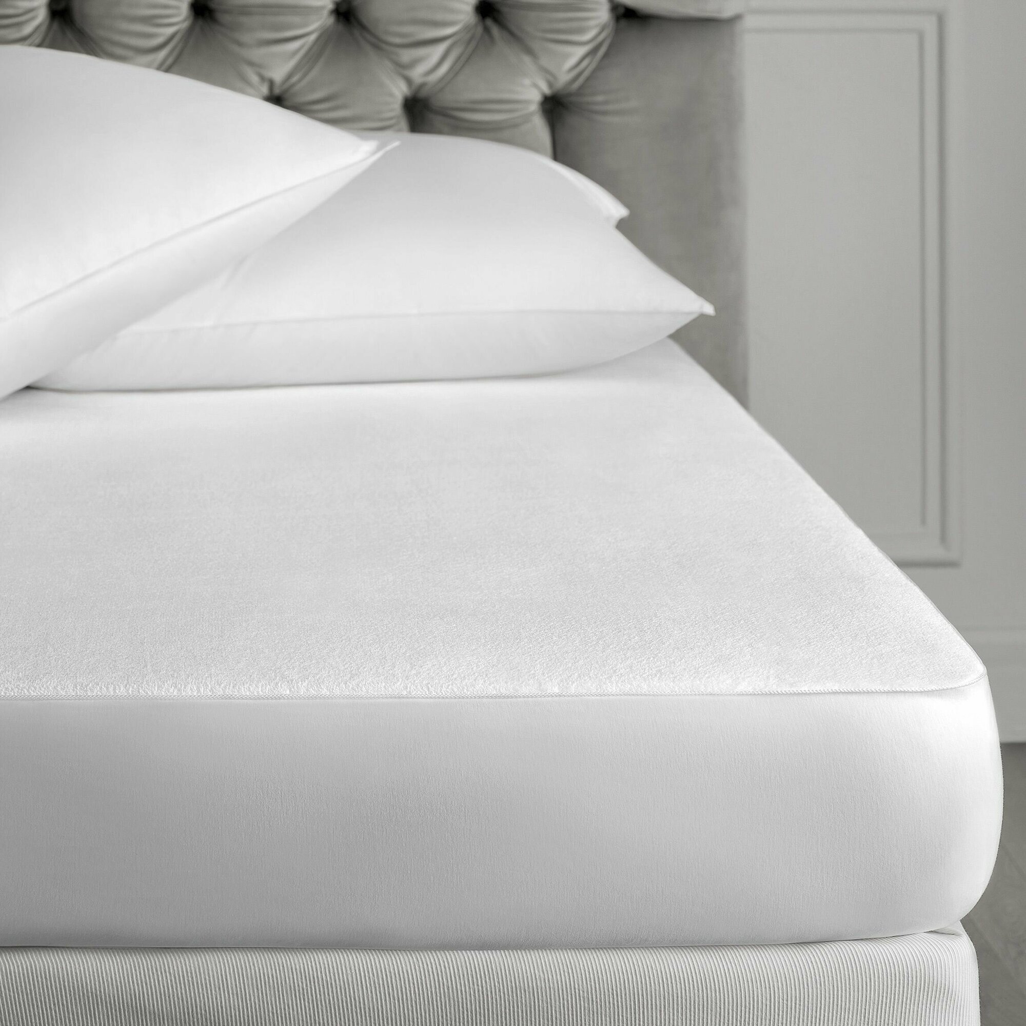 Наматрасник AquaStop, махровый, водонепроницаемый, с резинкой, белый, 160x200х30 см