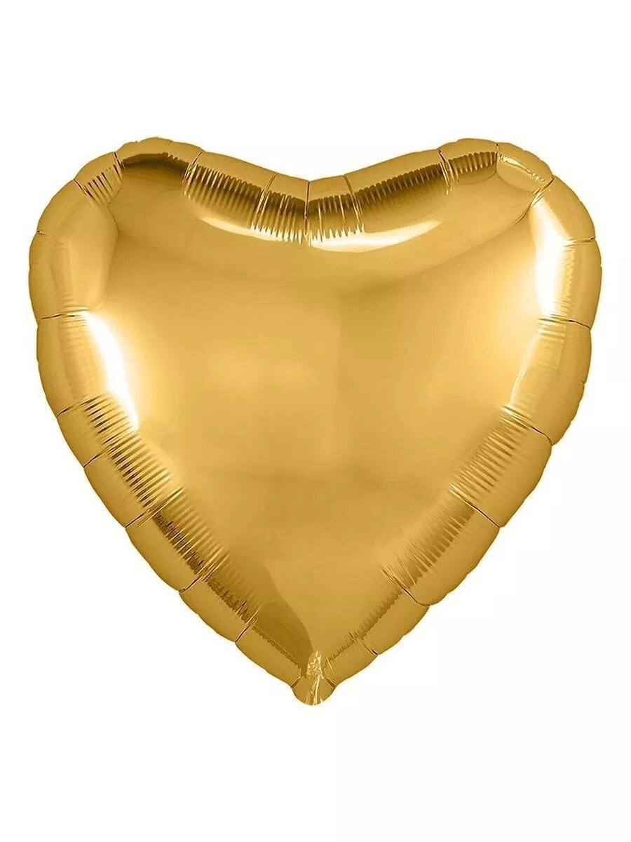 Сердце Золото, фольгированный шар (19"/48 см ) 1 шт. / AGURA, Россия