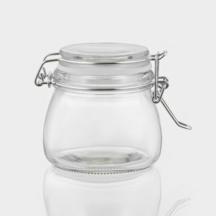 Банка для сыпучих продуктов «Оптима», 100 мл, 9×7.2×7.5 см, с бугельным замком, стекло, прозрачная